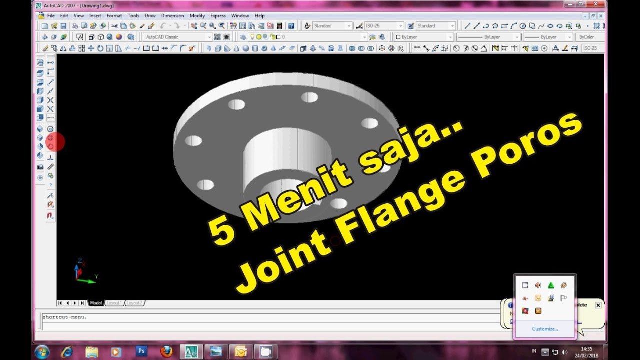 5 Menit membuat Joint Flange Poros AutoCAD 3D - YouTube