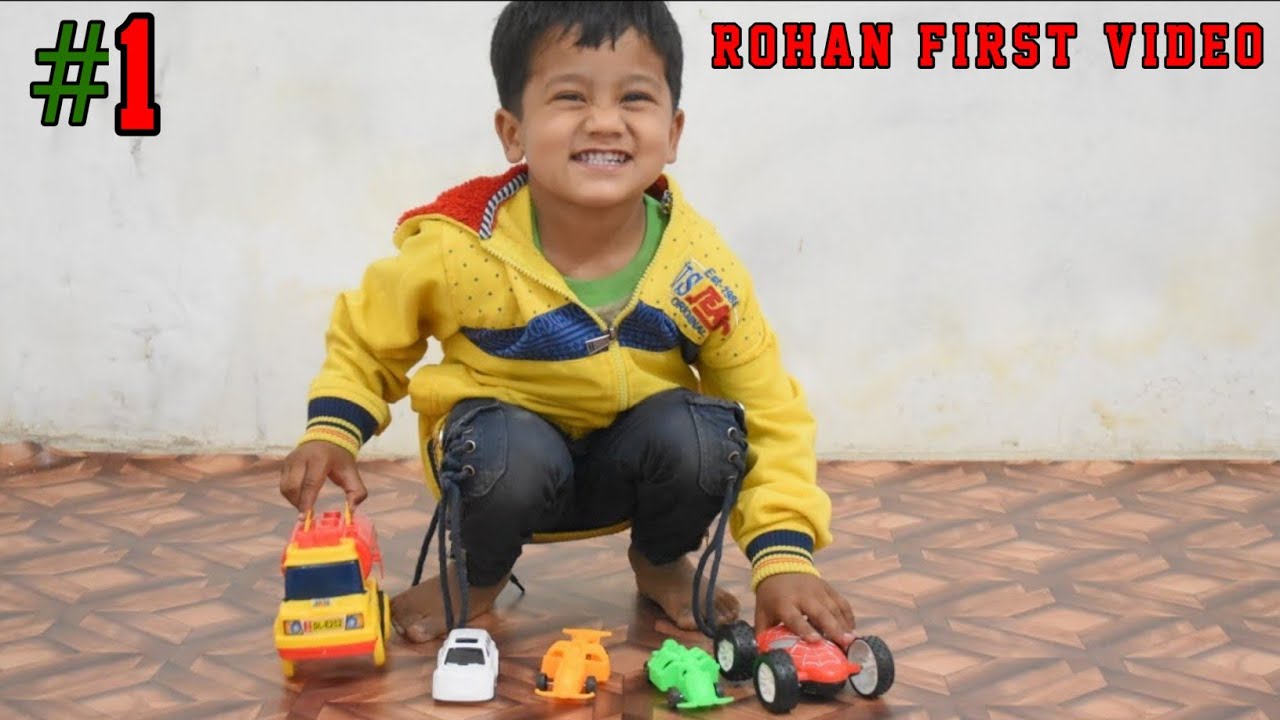 Rohan have fun with toy cars. Red, green colours toy cars - YouTube