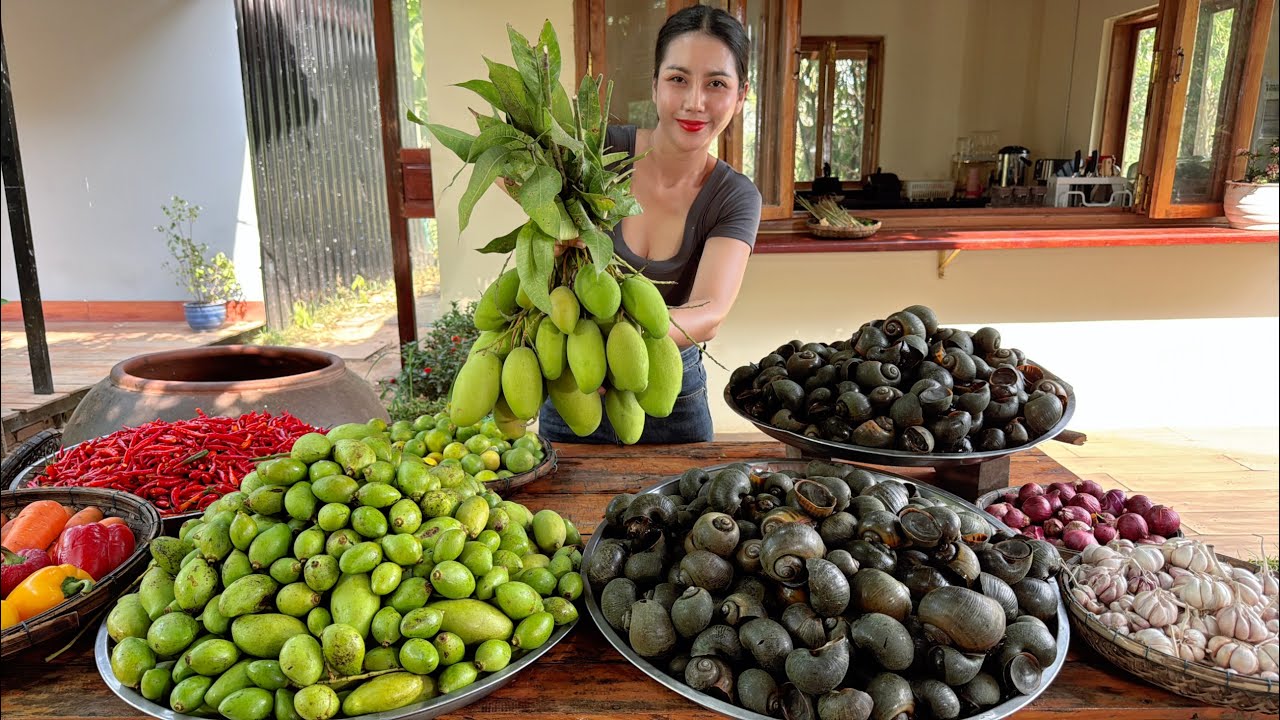How to cook snail salad with green mango recipe - Amazing cooking - YouTube