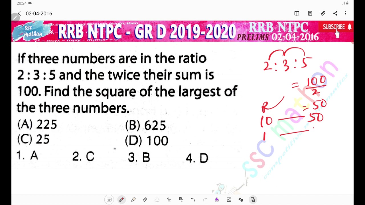 if three numbers are in the ratio 2 :3 :5 and the twice their sum is ...