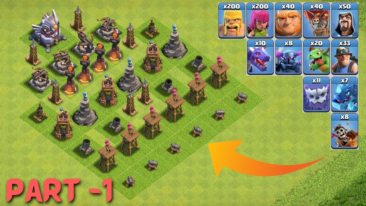 Level 1 Defence Formation Vs Elixir Troops (part-1) | Clash Of Clans ...