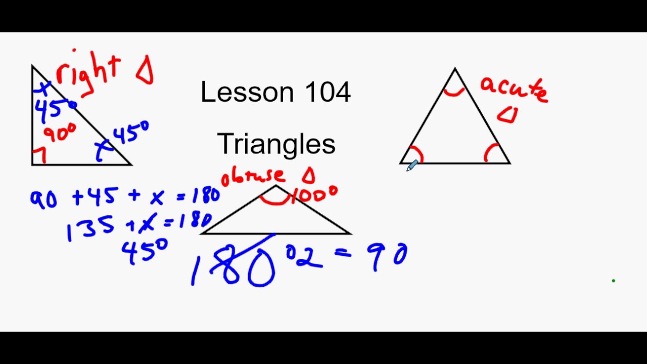 Algebra 1/2 Lesson 104 Triangles - YouTube
