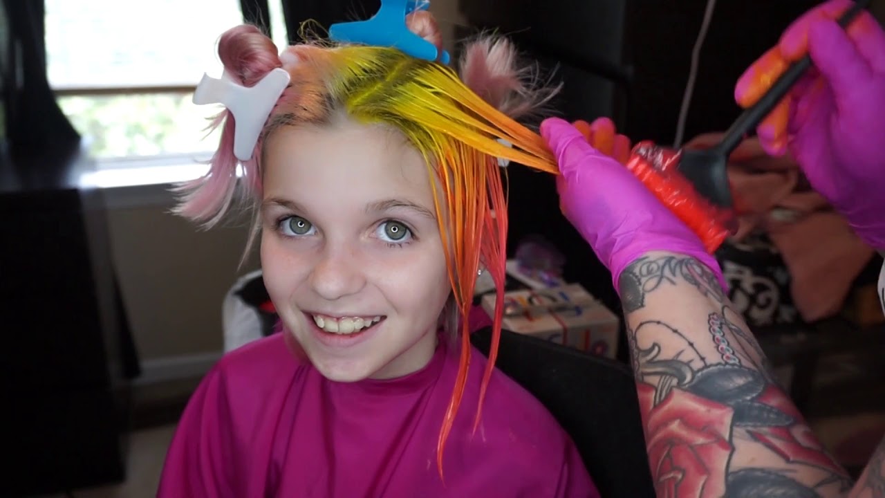 Sunset Neon Hair Color Tutorial - YouTube