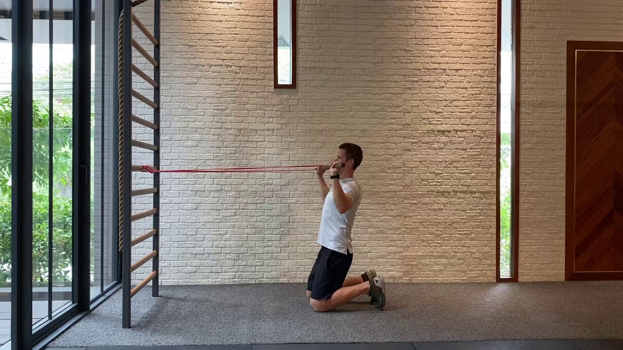 Tall kneeling overhead press with RNT | Resistance band - YouTube