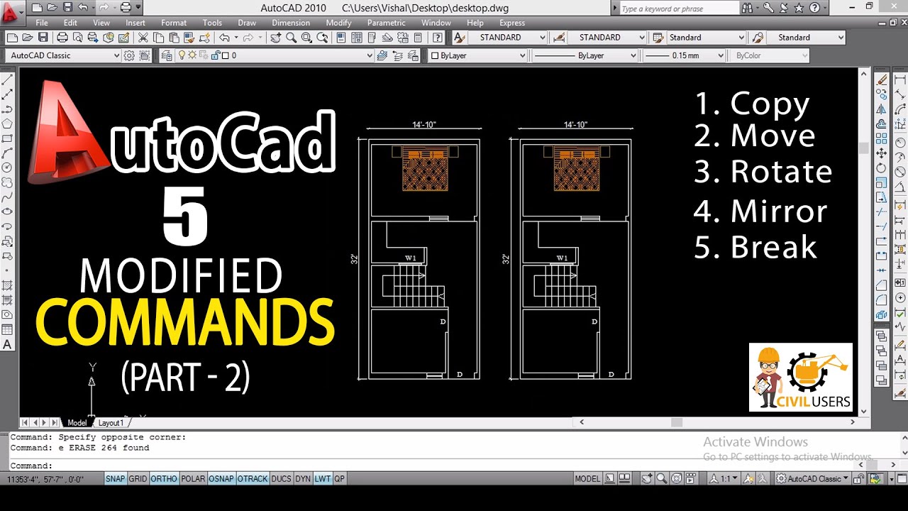 Autocad Copy Command In Autocad Copy Move Rotate Mirror