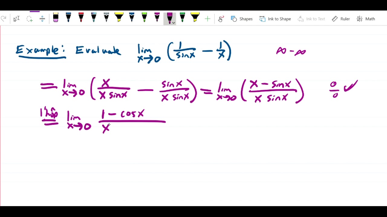 LHopital s Rule 1 Over Sin X Minus 1 Over X YouTube