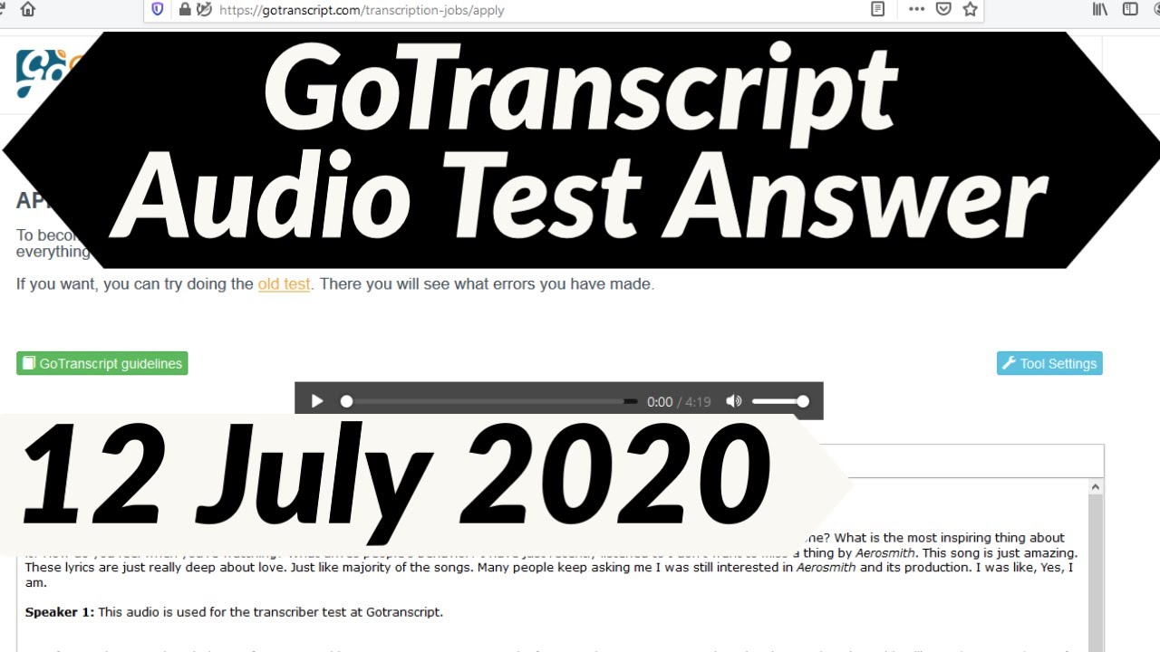 GoTranscript Audio Test Answers 12 July 2020 - YouTube