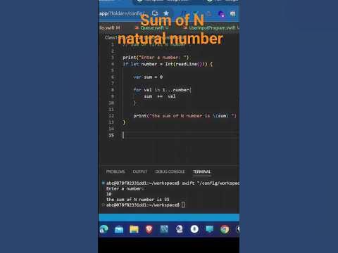 sum of N natural numbers in swift #swift #coding #compettive #programming #shorts #youtubeshorts ...