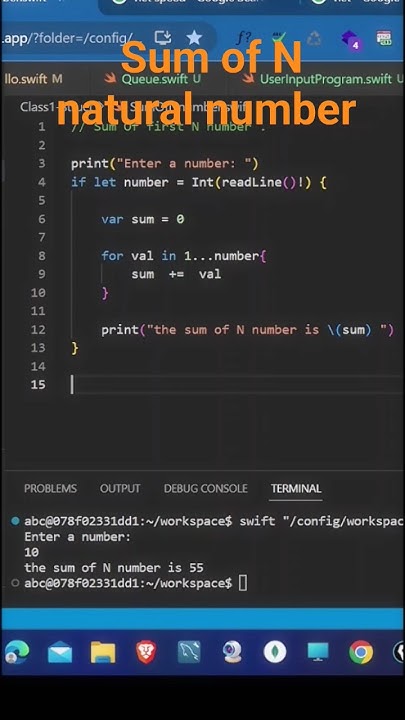 sum of N natural numbers in swift #swift #coding #compettive #programming #shorts #youtubeshorts ...
