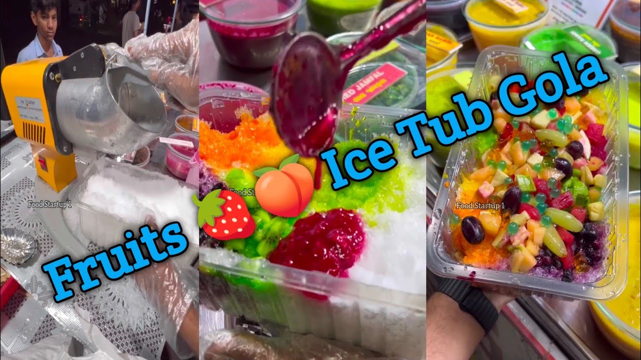 Biggest Fruits Ice Tub Gola Making In Ahmedabad Street || Fruit Coaster ...