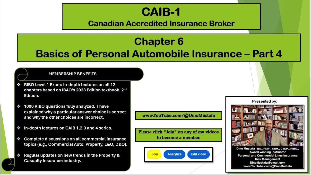 Chapter 6 - Basics of Persona Automobile Insurance (Part 4) - YouTube
