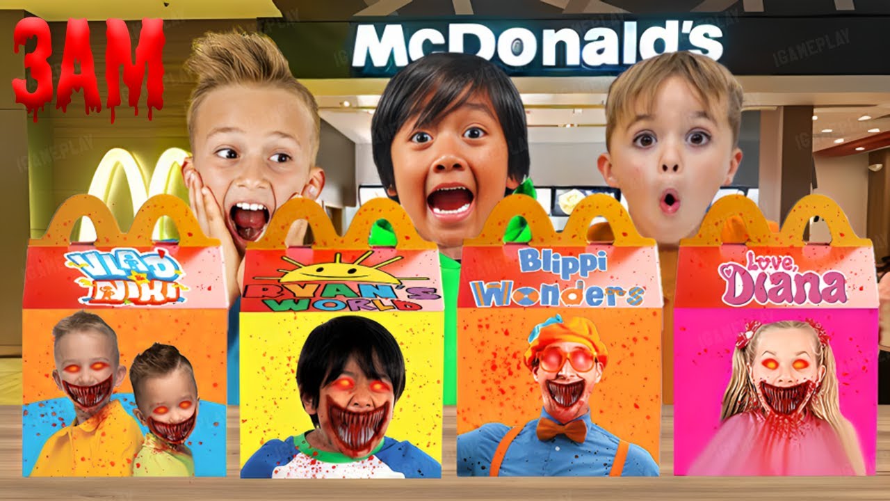 DON'T ORDER THESE HAPPY MEALS AT 3AM! (RYAN'S WORLD, BLIPPI, VLAD&NIKI ...