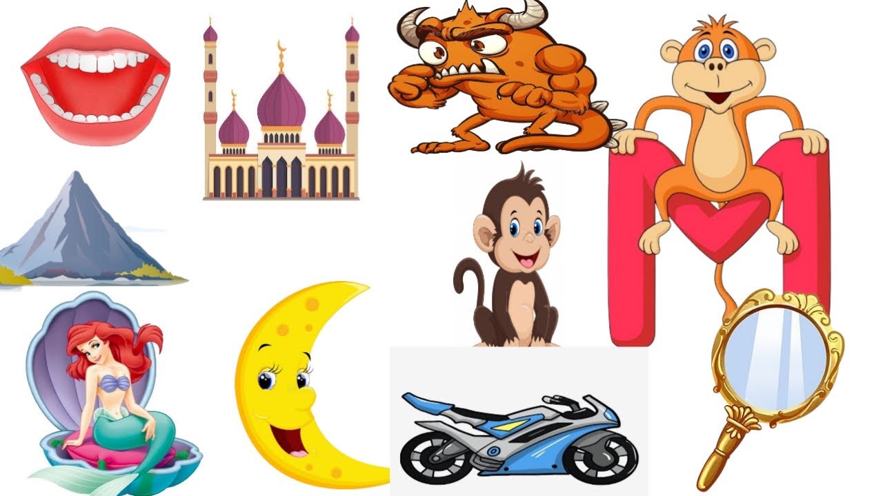 Words that start with letter /m for/things made from M/Kids learning ...