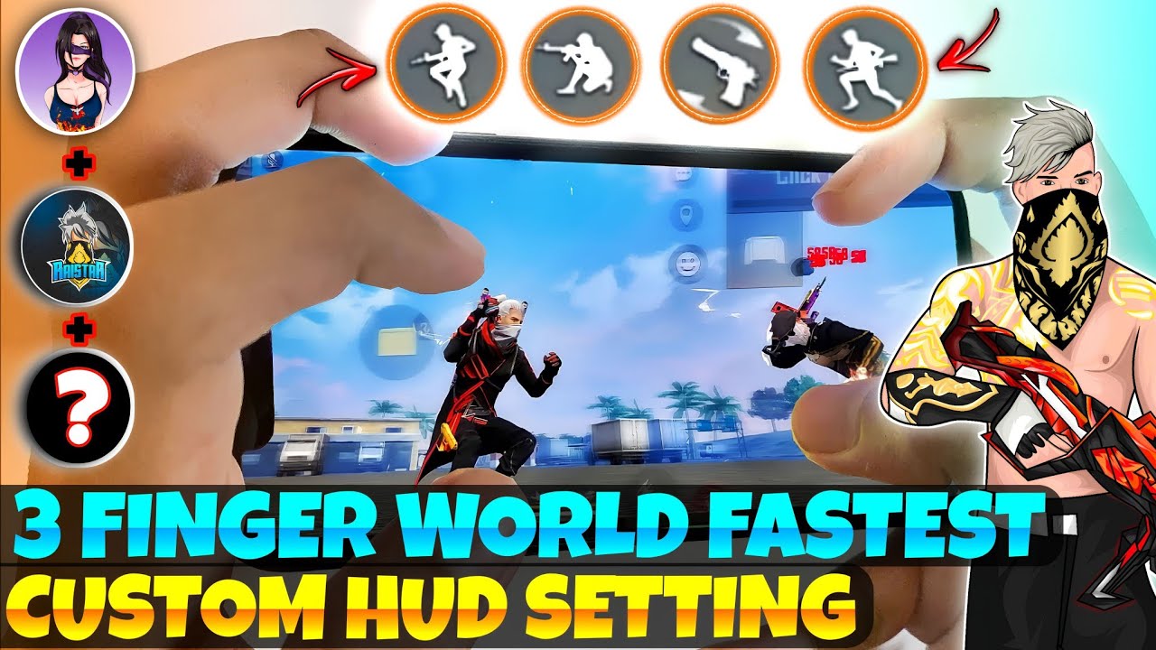 TOP 3 BEST CUSTOM HUD FREE FIRE 3 FINGER CLAW | BETTER THAN PC PLAYERS ...