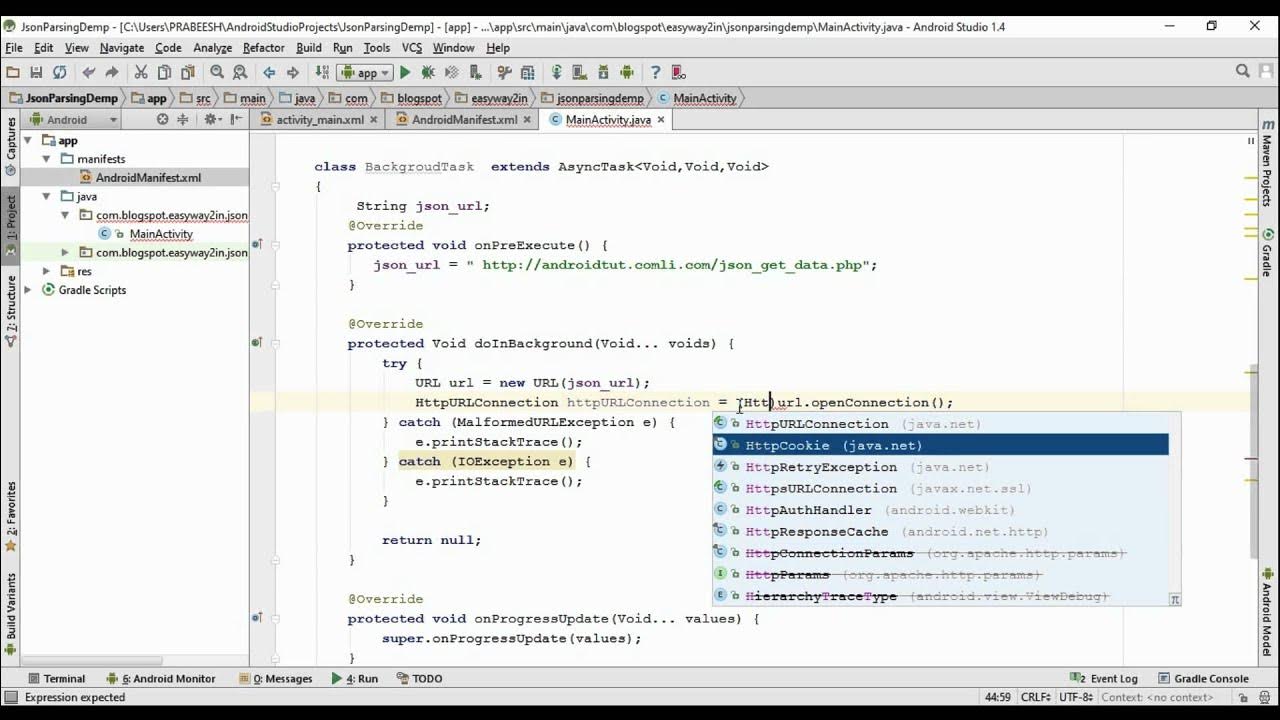 Android JSON Parsing Read Data from MySQL Database Using JSON - YouTube