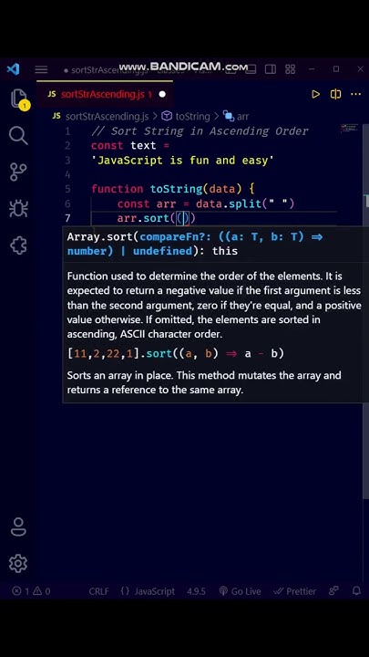 😋😋 Sort String In Ascending Order Using Javascript Es6 Shorts Javascript Programming Coding
