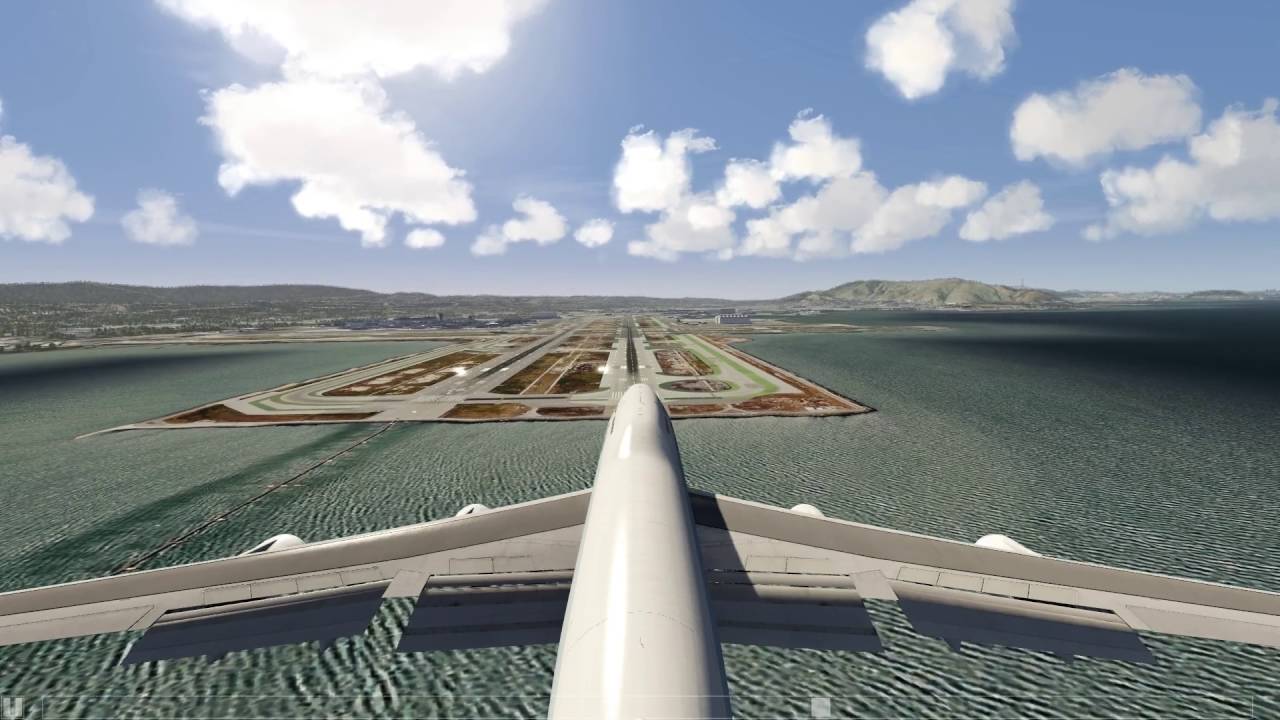 Cathay Pacific 747-400 approaching windy San Francisco Tail Cam ...