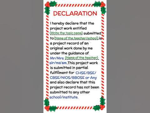 how to write declaration | how to write declaration for school project | declaration in project ...