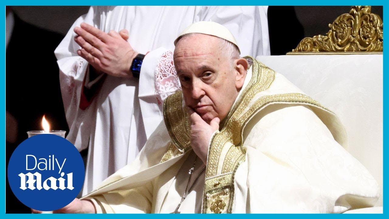 Pope Francis returns to public eye for vigil ahead of Easter Mass - YouTube