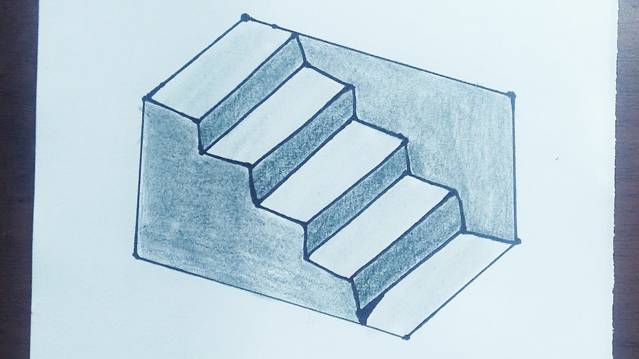 How to draw a 3d stairs easy #drawing #draw #stairs #3dart ...