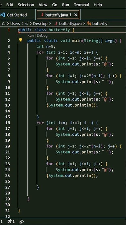 Butterfly pattern | Java| pattern | #Java #Java Pattern #Patterns# learn Java - YouTube