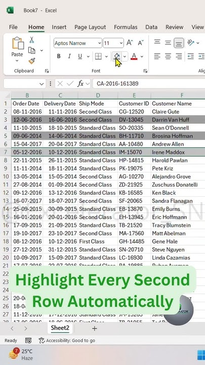 Automatically Color Alternate Rows in Excel No Manual Work! - YouTube