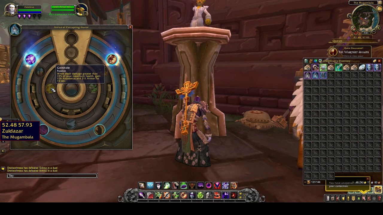 Warlock Uldir Raid Gear Azerite Traits WoW - YouTube