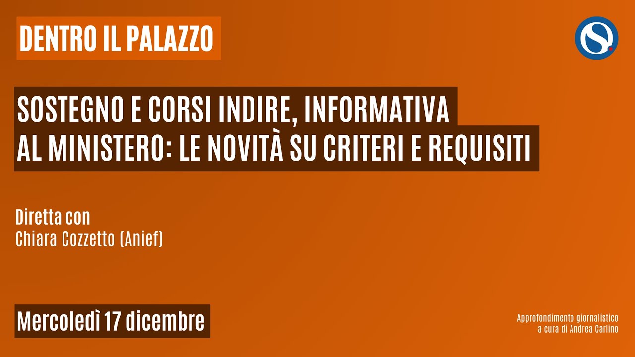 Sostegno e corsi INDIRE, informativa al Ministero: le novità su criteri ...