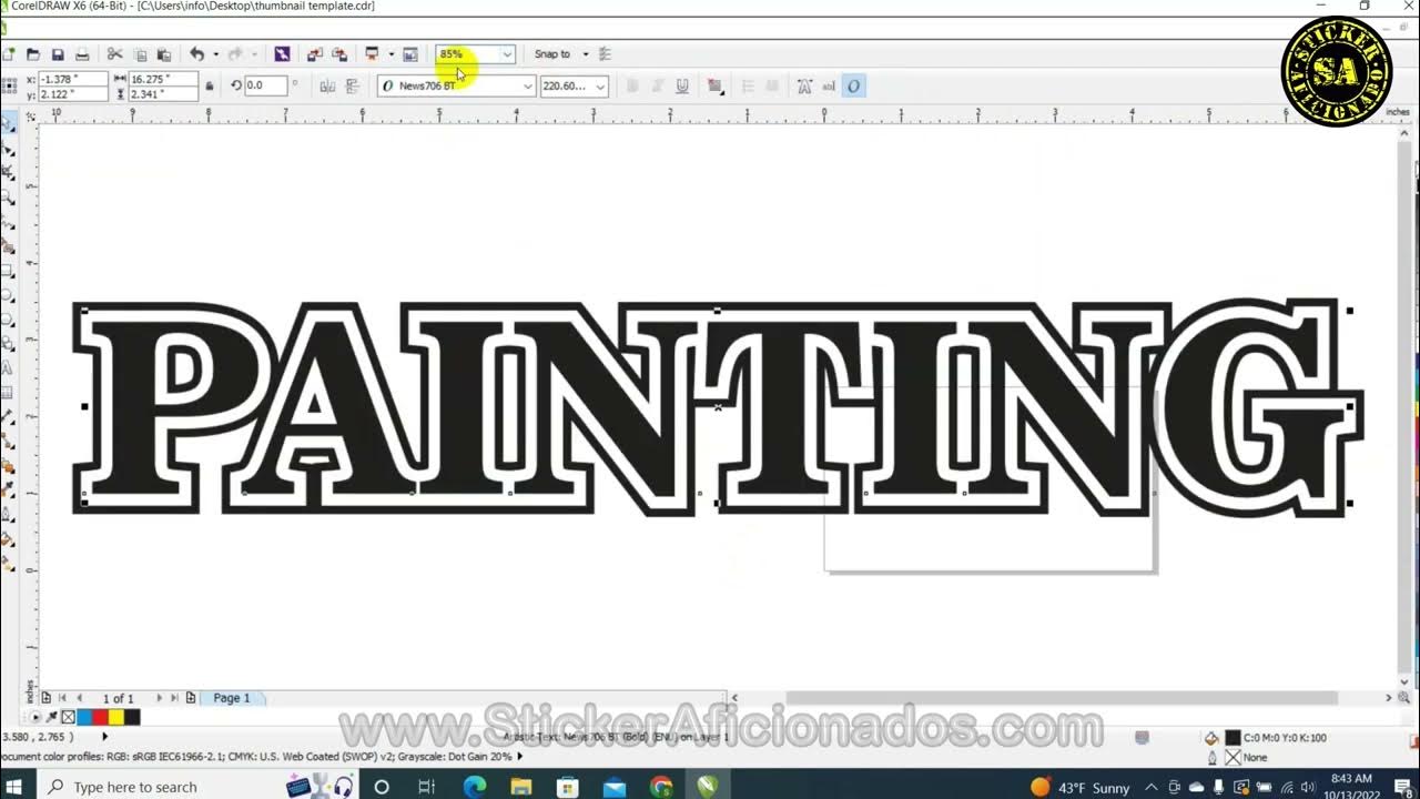 Como agregar contorno a las letras con corel - YouTube