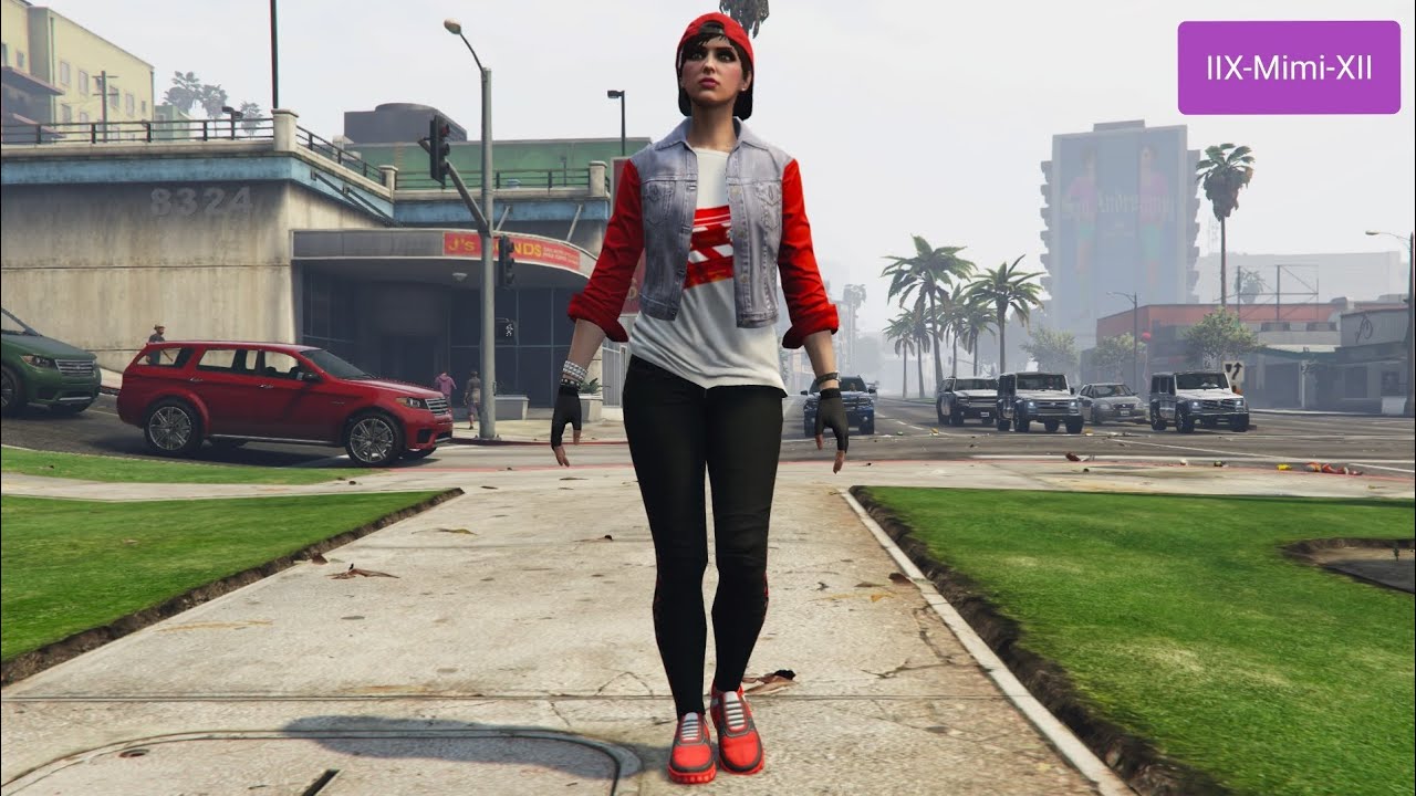 GTA Online - Adorable And Simple Female Red Denim Outfit | With ...