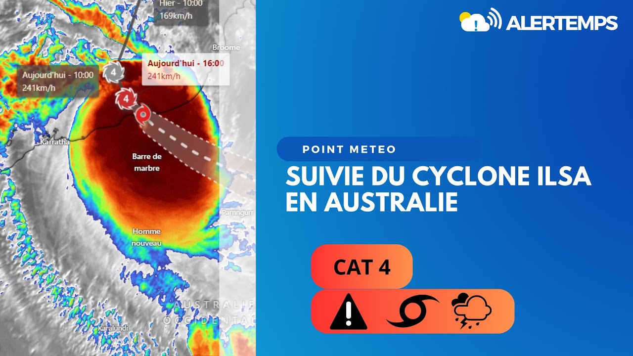 suivie du cyclone ilsa en australie - YouTube