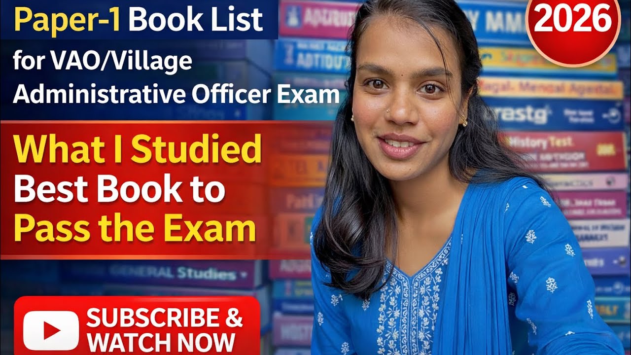Paper - 1 Book list for VAO/village administrative officer exam - YouTube