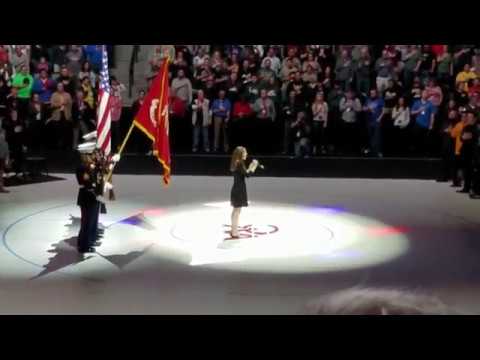 National Anthem Sung By Kayla Hruby 2/18/2017 (Incredible!) - YouTube
