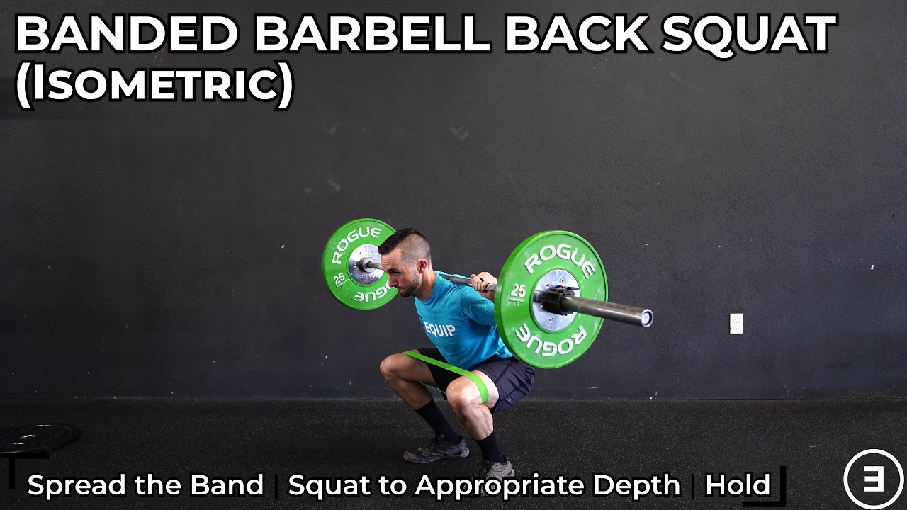 Banded Barbell Back Squat Isometric | Lower Body Strength | Quads ...