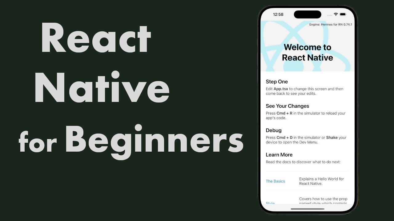 React Native Tutorial for Beginners | Latest RN v0.74 - YouTube