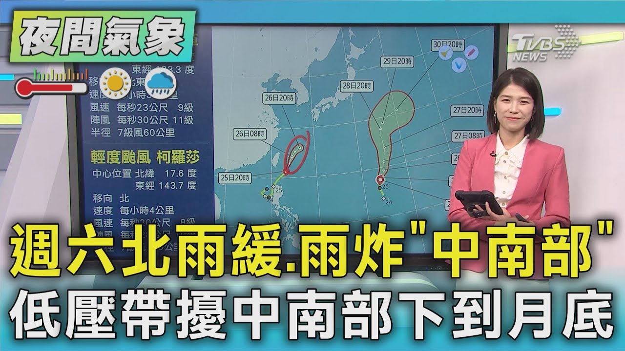 天氣/ 週六北雨緩.雨炸「中南部」 低壓帶擾中南部下到月底｜TVBS新聞 @TVBSNEWS01│TVBS新聞網