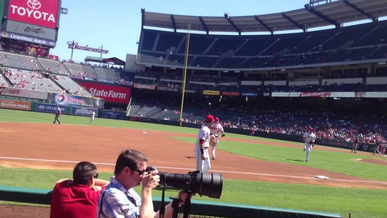 Brody Connors getting MLB baseball at Angels game - YouTube