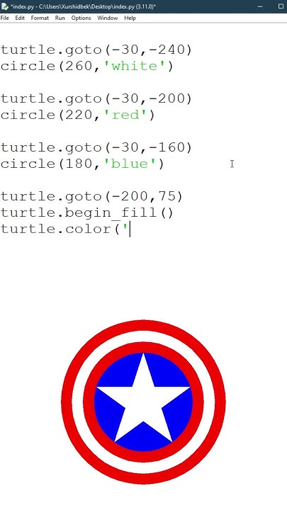How to Create 🌈Avengers Logo Using 🐍Python Turtle🐢 💖SUBSCRIBE💖 #short video #python #programming ...