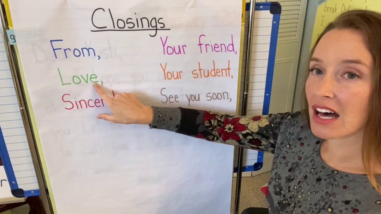 Parts of a Friendly Letter: closing - YouTube