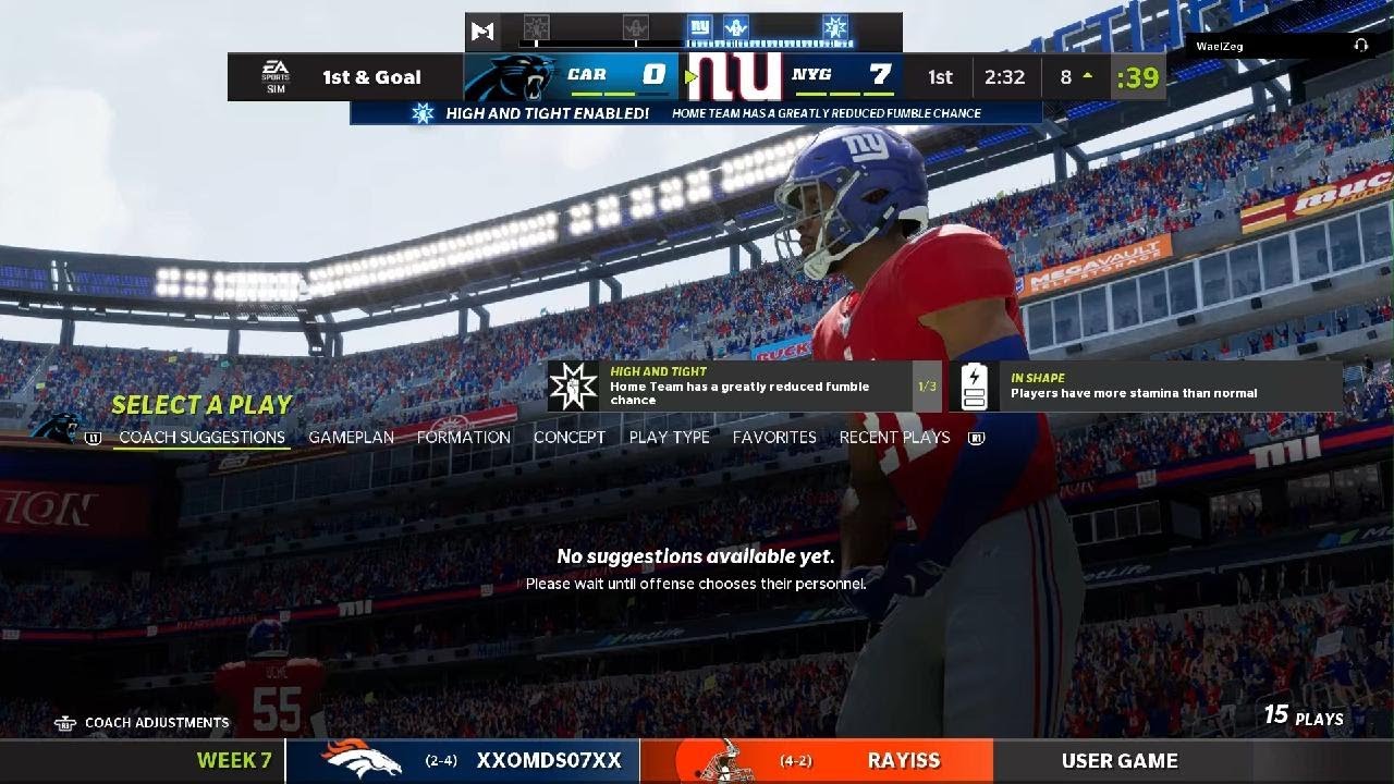 Madden Curse League Panthers @ Giants - YouTube