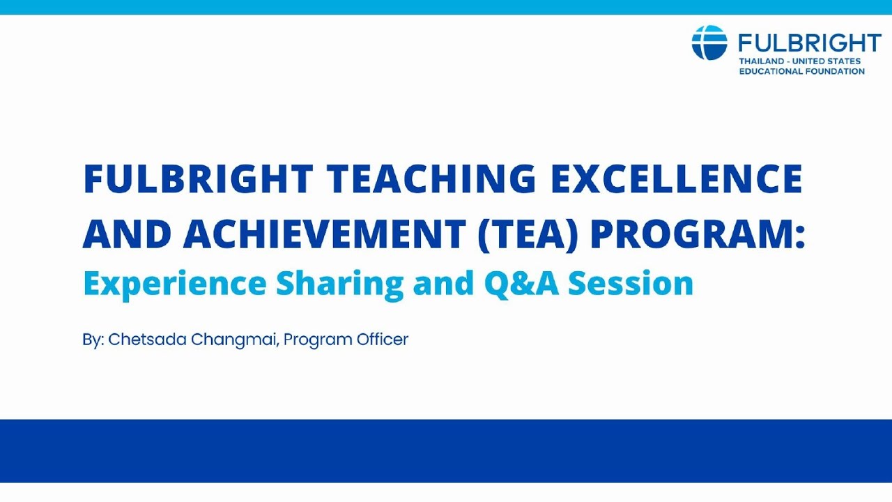 Fulbright Thailand Webinar: TEA Experience Sharing and Q&A Zoom Session ...