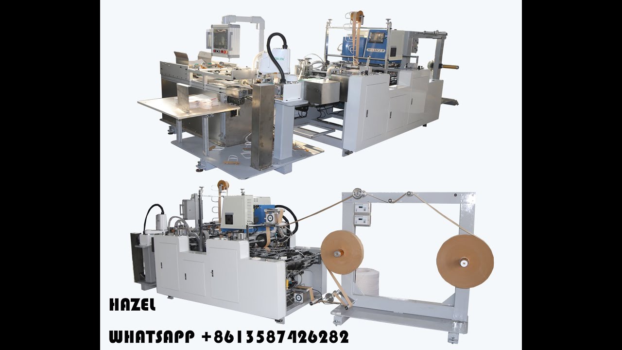 paper handle making machine paper handle pasting machine - YouTube