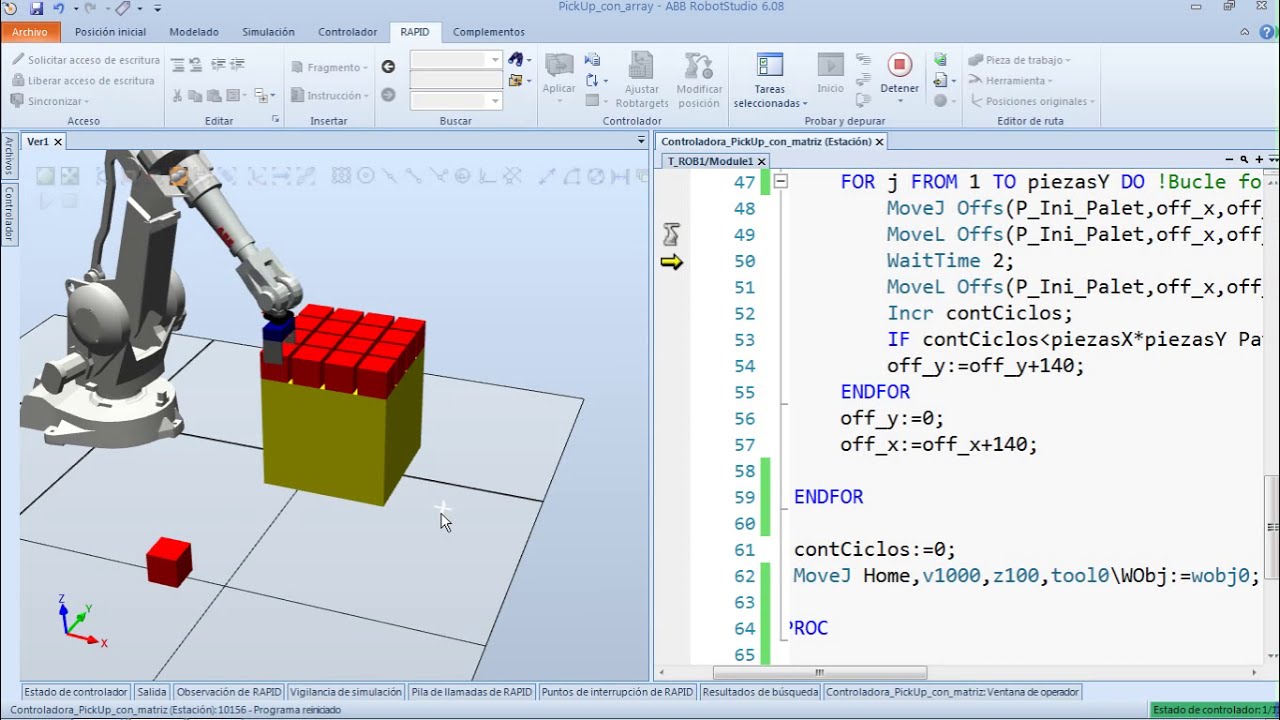 ABB RobotStudio: Pick & place con bucles ´for' anidados y lenguaje ...