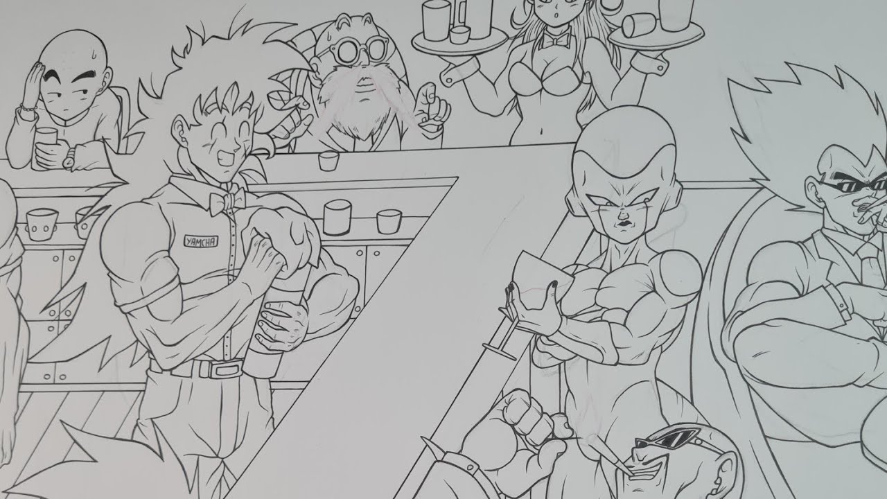 Drawing 14 DBZ Characters in Real Time (Inking Only) - YouTube