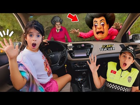 Melisa ve arkadaşları scary teacher yakalandı | polis arabası | polis nisa | araba