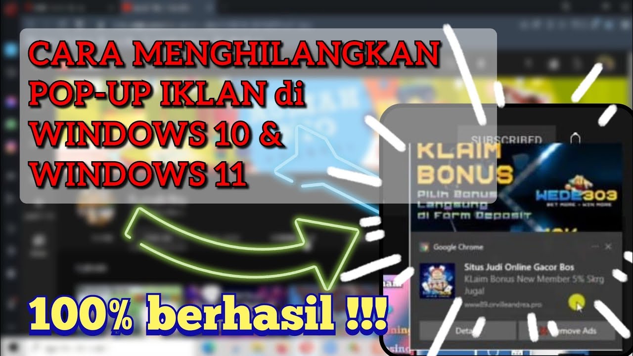 Cara Menghilangkan Pop Up Iklan pada windows 10 atau 11 - YouTube