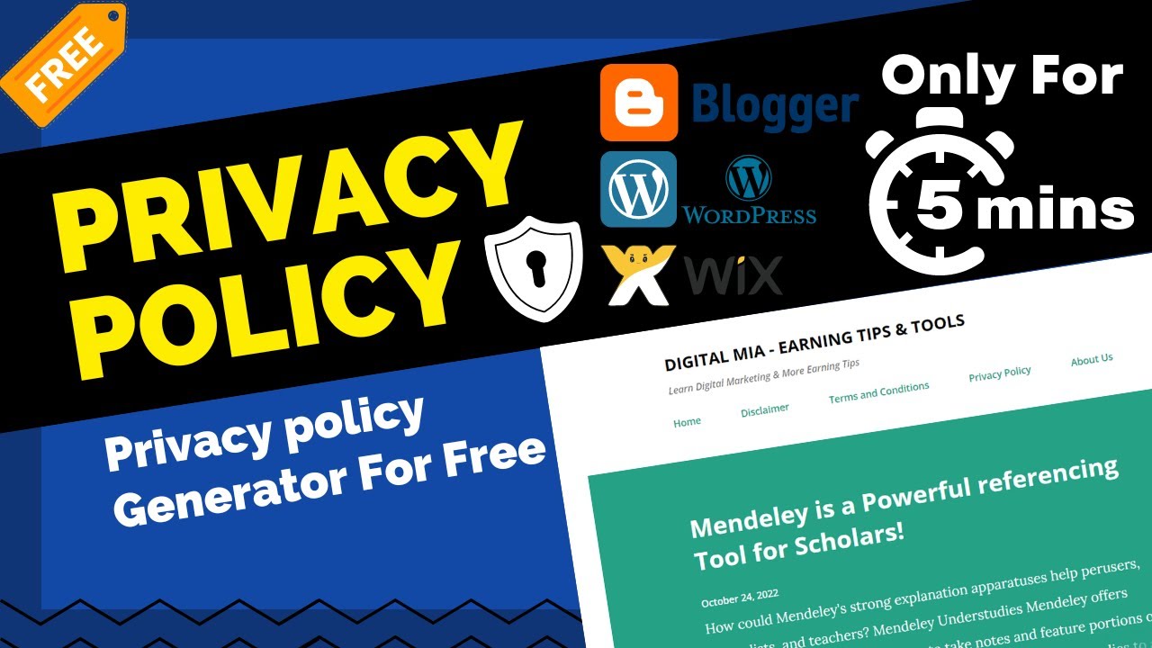 Free Unique Privacy policy Generator Online Tool 2022 | Blogger Tips ...
