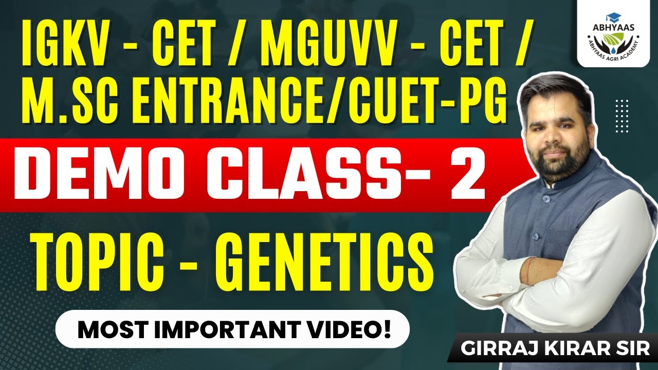 |GENETICS | IGKV CET | MGUVV CET | M.SC. ENTRANCE | CUET -PG | BHU PG ...