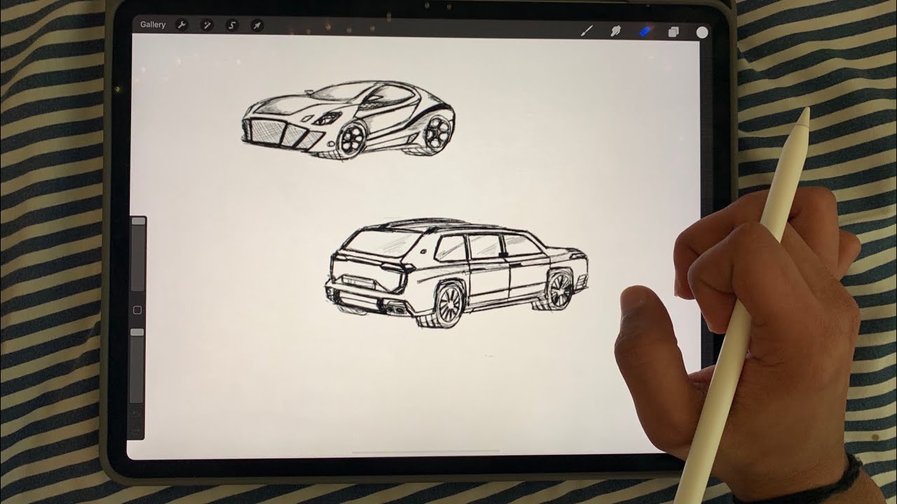IPAD SKETCHING TIME LAPSE - How to draw Cars on IPad- Live Car ...