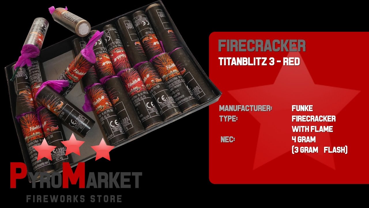 Funke Titanblitz 3 Red - Titan Böller mit Vorbrenner Bengal Firecracker ...